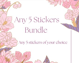 ANY 5 Stickers of Your Choice, Sticker Pack, Sticker Bundle, Book ...