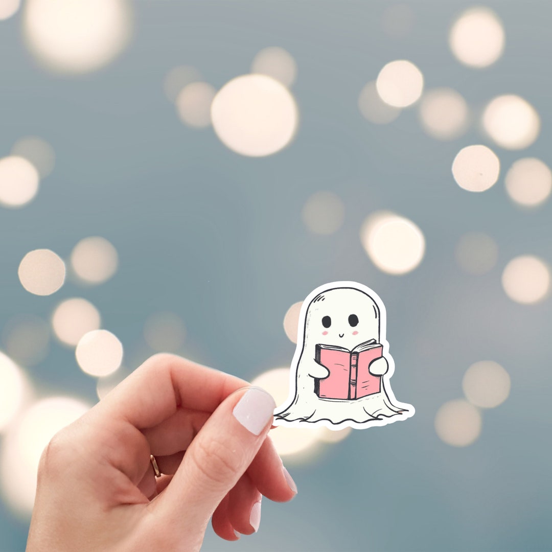 Ghost Reader Sticker, 3 Sizes to Choose From, Bookish Sticker, Kindle ...