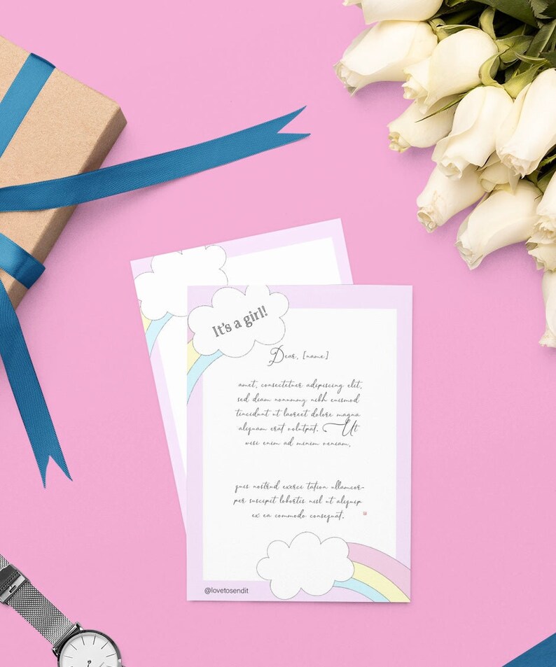 It's A Girl Gender Reveal Card - Etsy