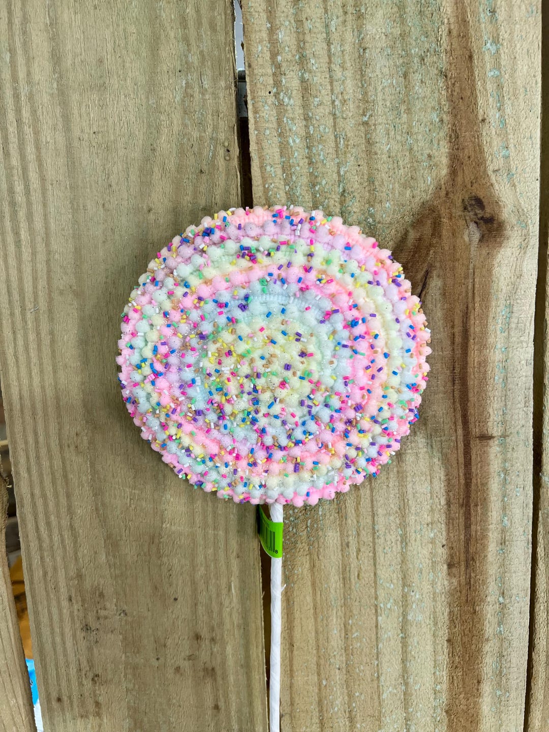 6" Pastel Sprinkle Lollipop Pick , Wreath Embellishment, Candy Pick ...