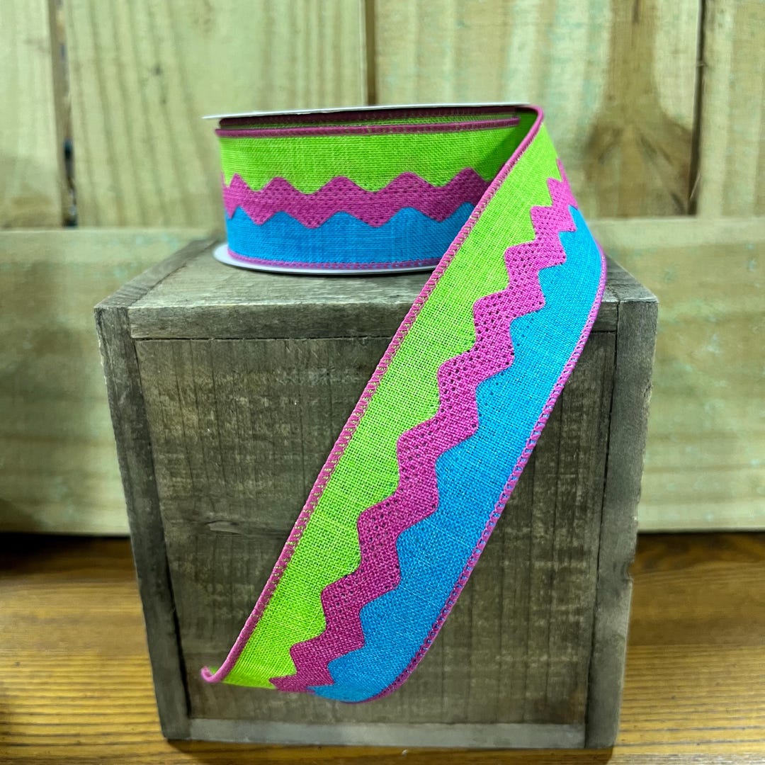 1.5" X 10Y Summer Ric Rac Wired Ribbon, Wreath Making Supplies, Summer ...