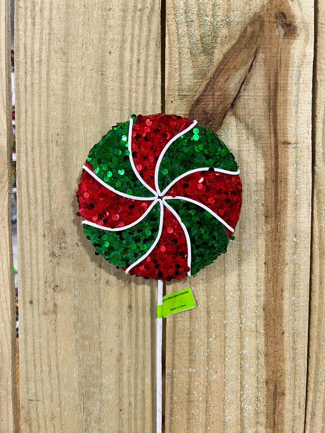 6" Red and Green Sequin Pinwheel Peppermint Lollipop , Peppermint ...