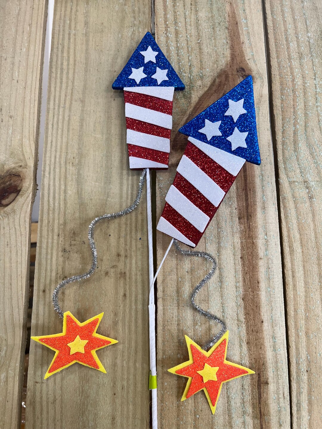 26" Patriotic Firework Spray, Wreath Embellishment, USA Decor ...