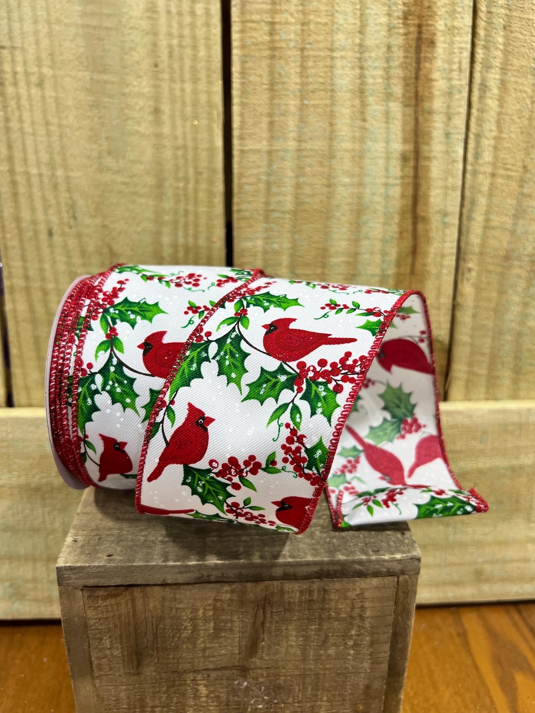 2.5 X 10Y Cardinal Wired Ribbon, Wreath Making Supplies, Christmas ...