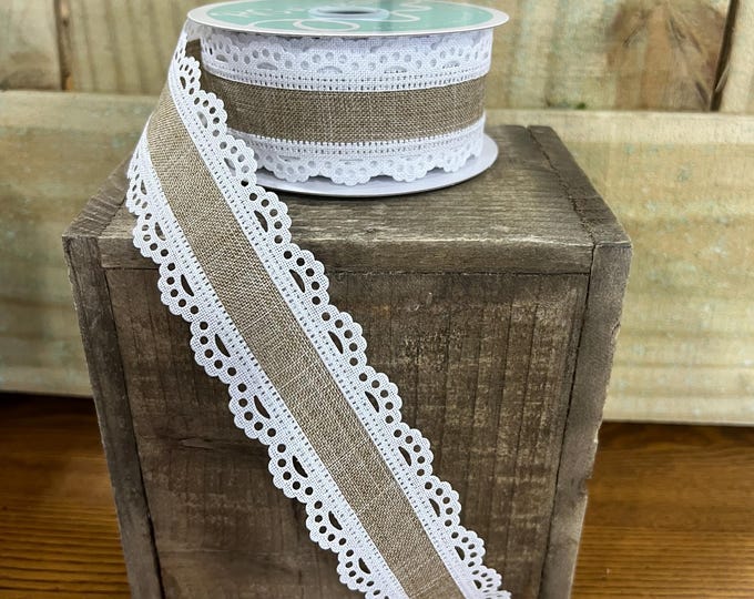 1.5" X 10Y Tan Scallop Edge Wired Ribbon, Wreath Making Supplies ...
