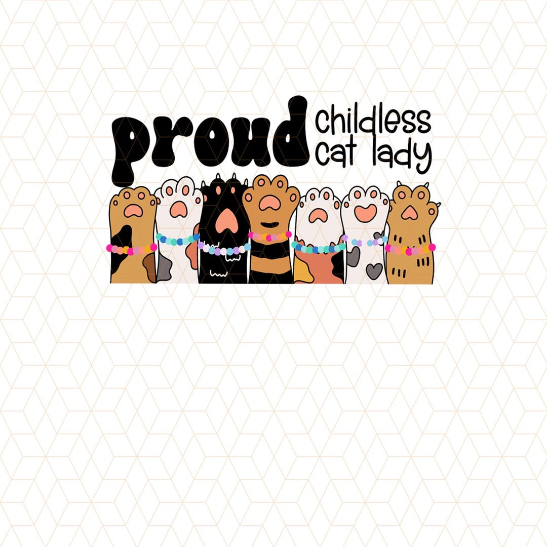 Proud Childless Cat Lady Cat Paw Png, Floral Ghost for Kamala Harris ...