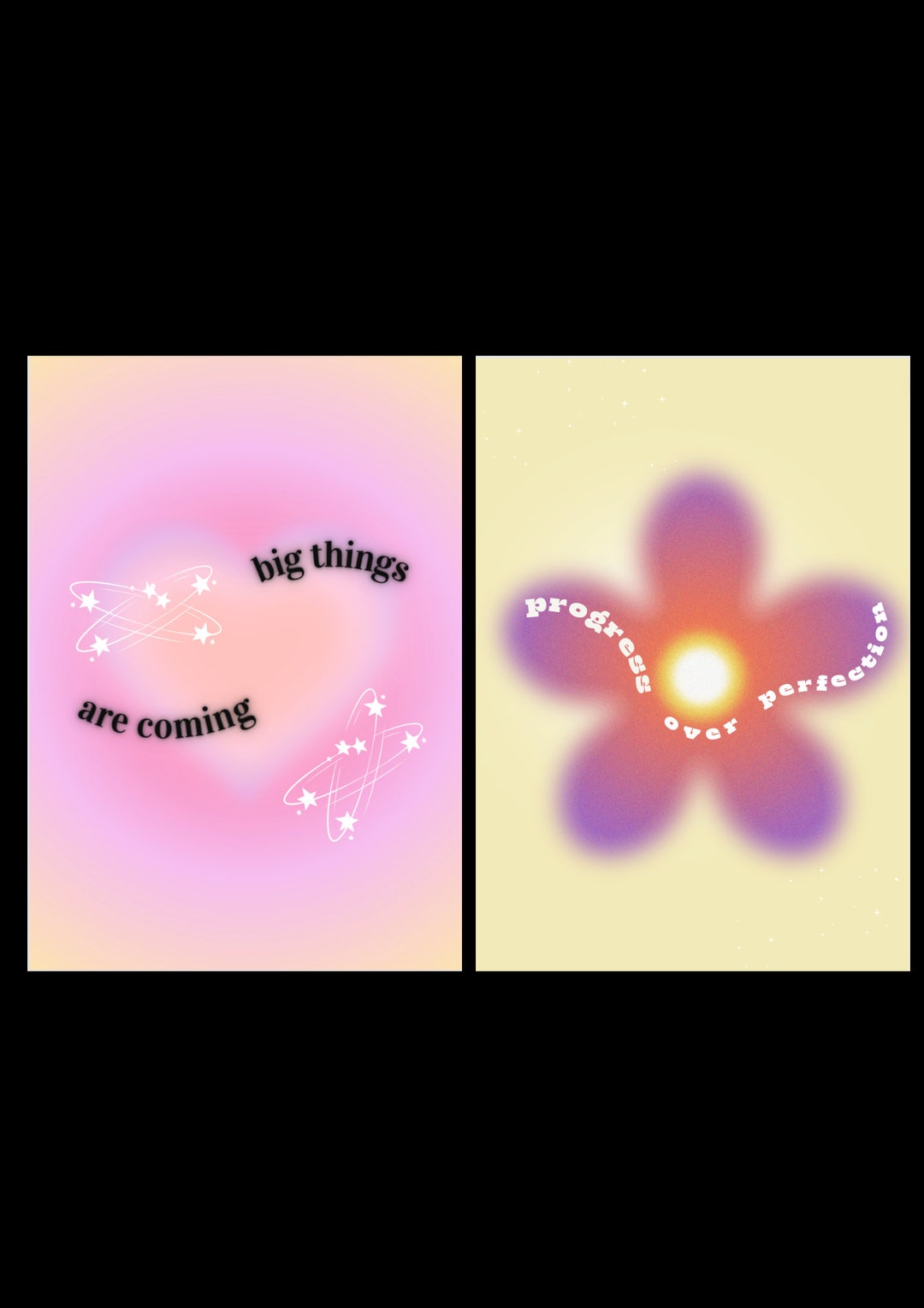 Affirmations A3 2 Piece Digital Wall Art, Aura Energy Gradient Print ...