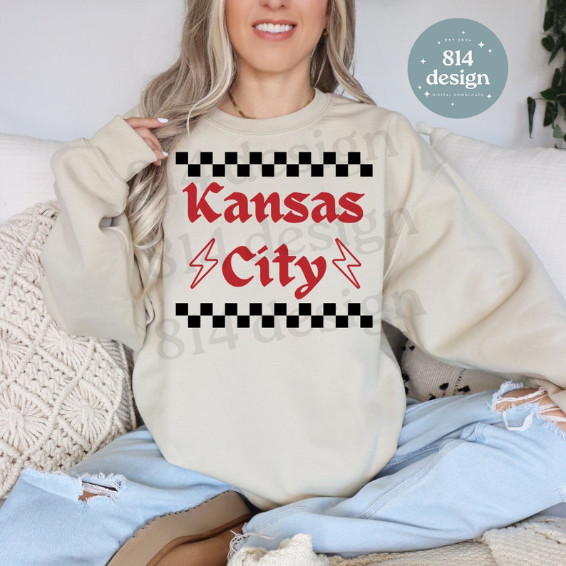 Kansas City Checkered Lightning Bolt PNG, Kelce Jpg, KC Football Retro ...