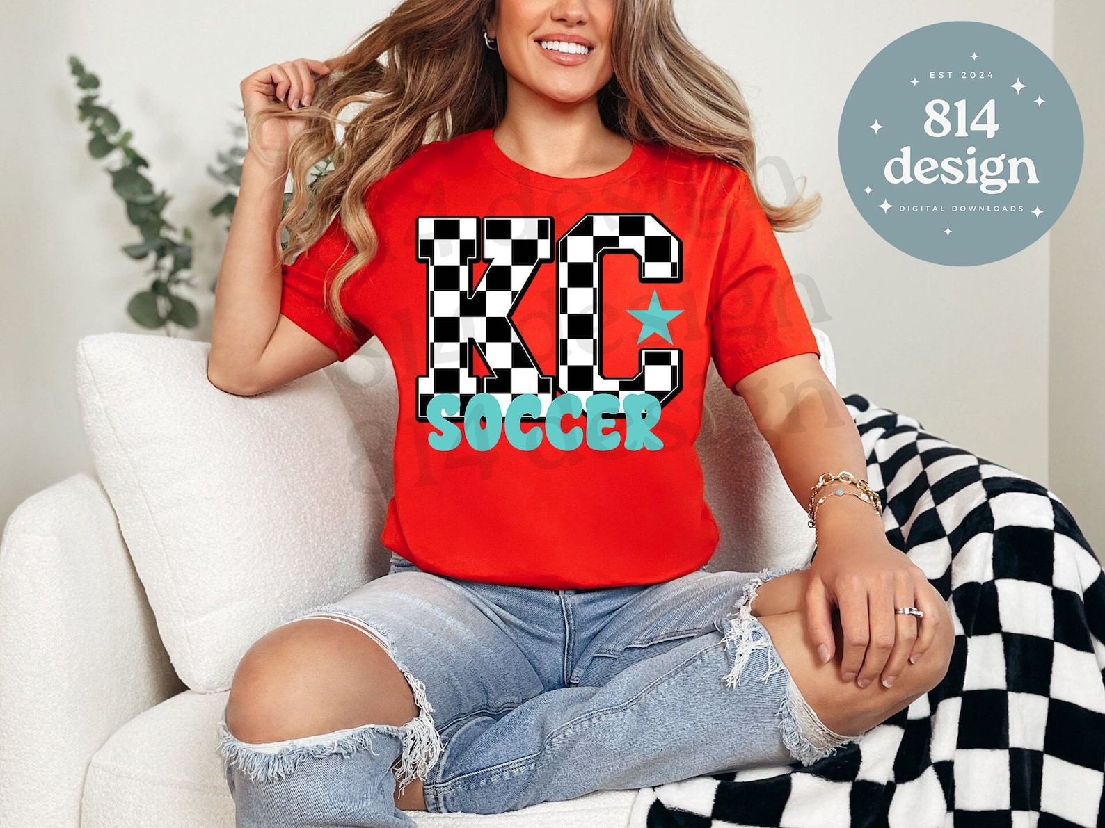 KC Women's Soccer Checker Print Star PNG, Kansas City Soccer, Current ...