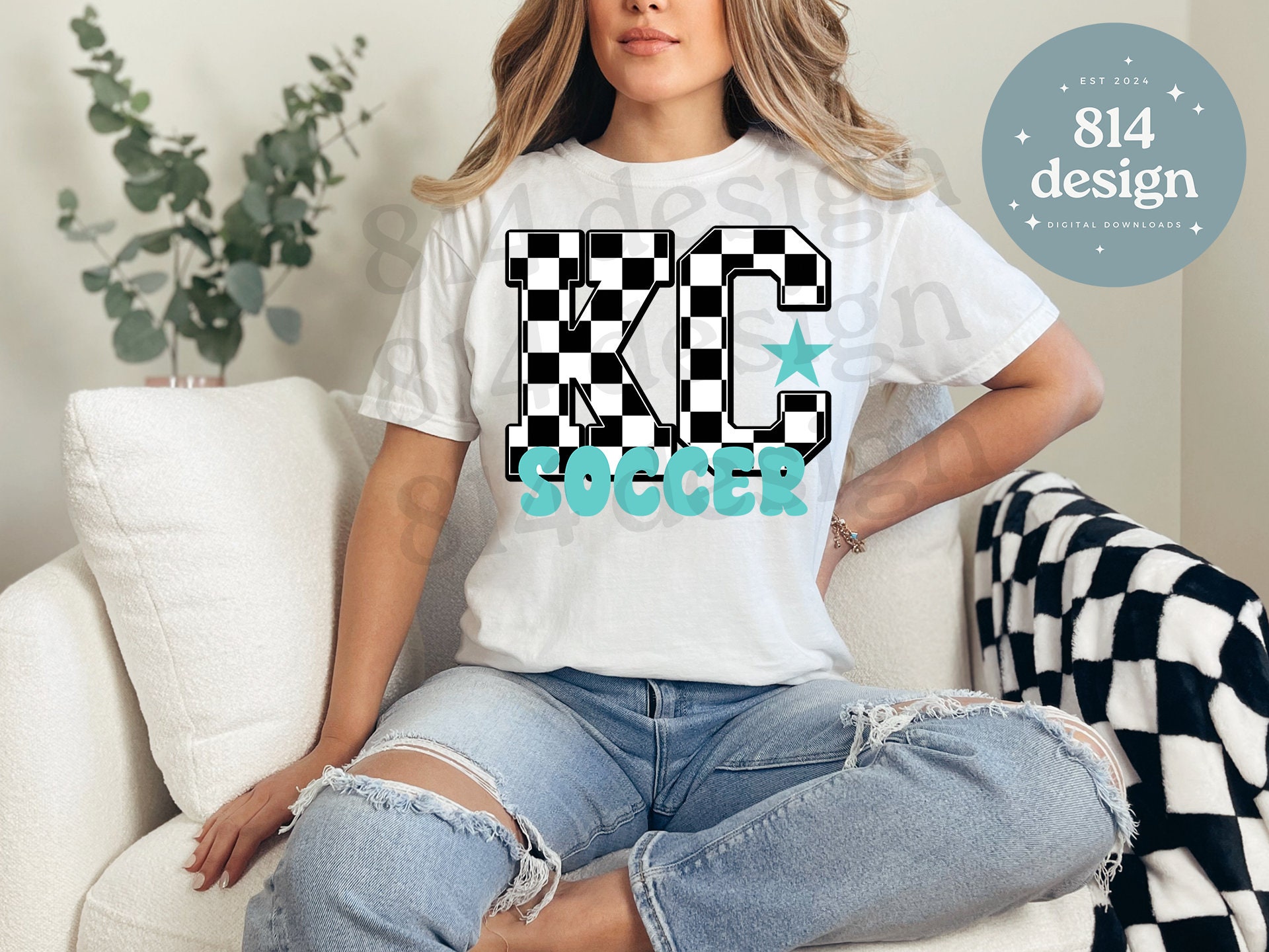 KC Women's Soccer Checker Print Star PNG, Kansas City Soccer, Current ...