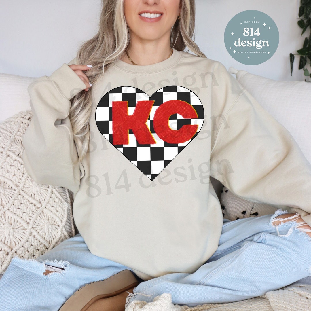 KC Checkered Print Heart PNG, Kansas City Football Retro Check, Kelce ...