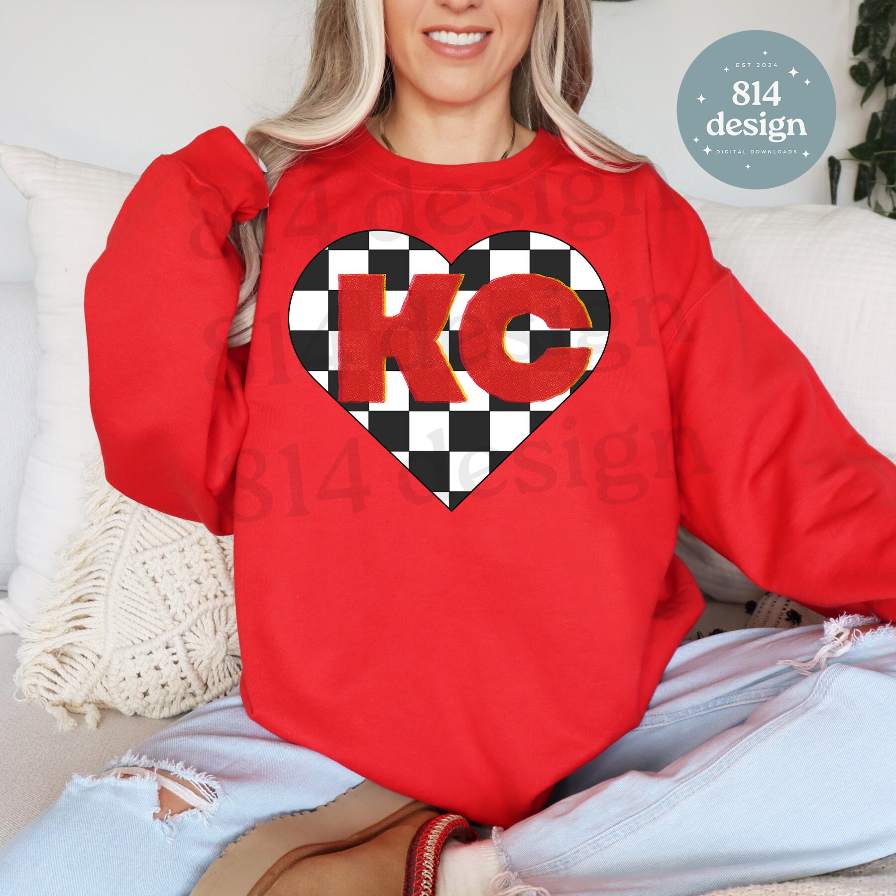 KC Checkered Print Heart PNG, Kansas City Football Retro Check, Kelce ...