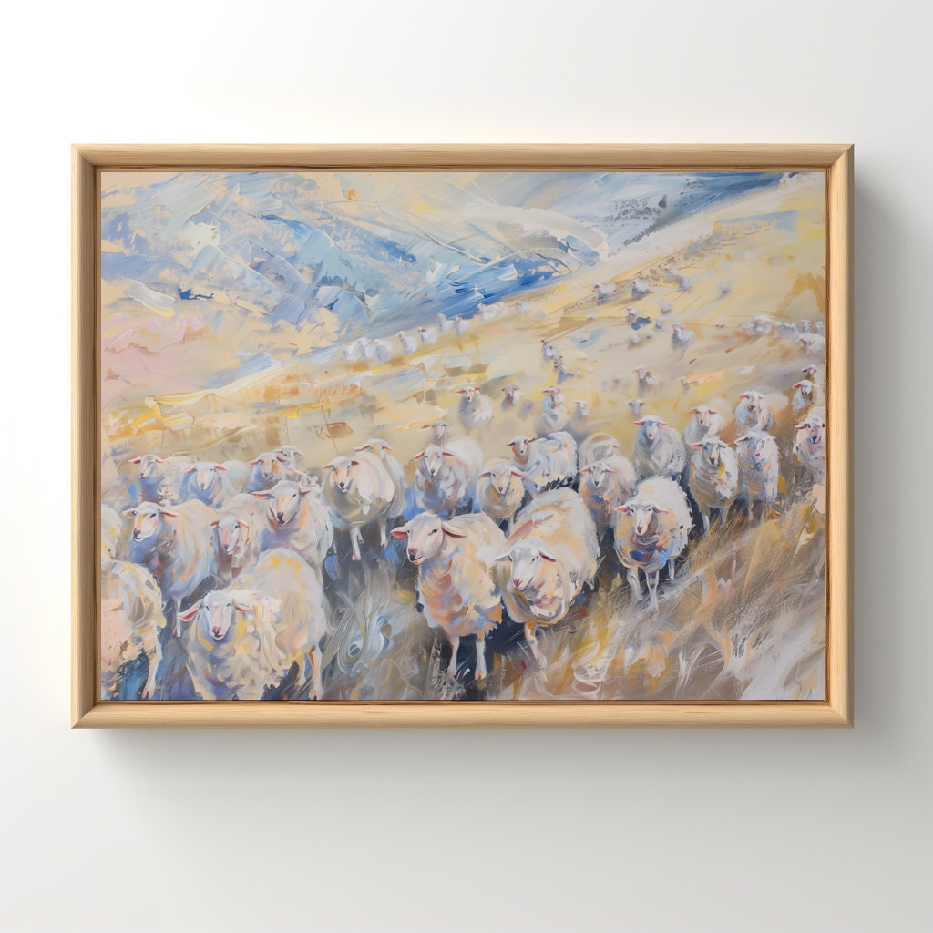 Printable Victorian Sheep Herd Artwork Travel Art Print Digital ...