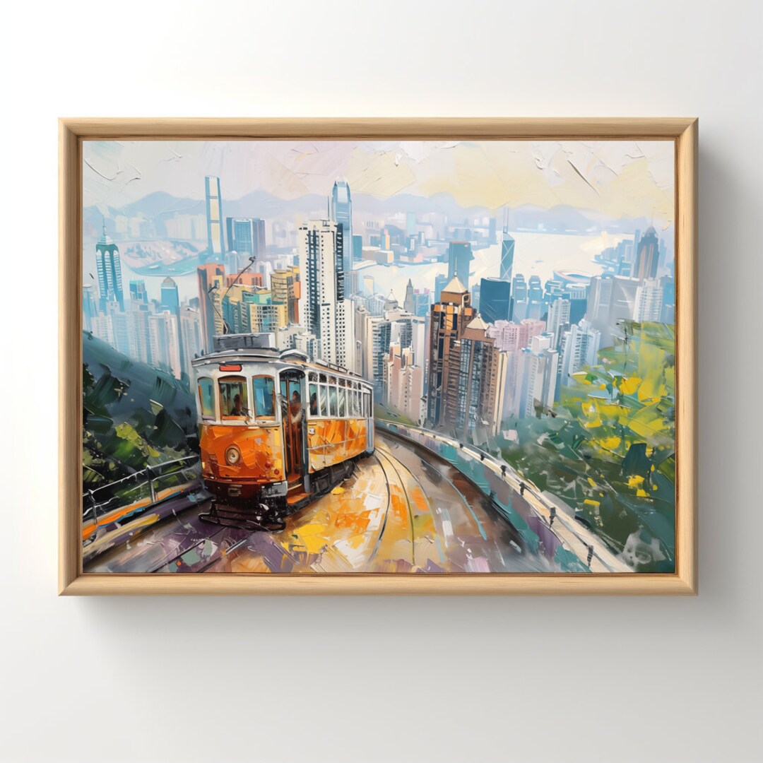 The Peak Tram Hong Kong Printable Wall Art | Travel Art Print | Digital ...