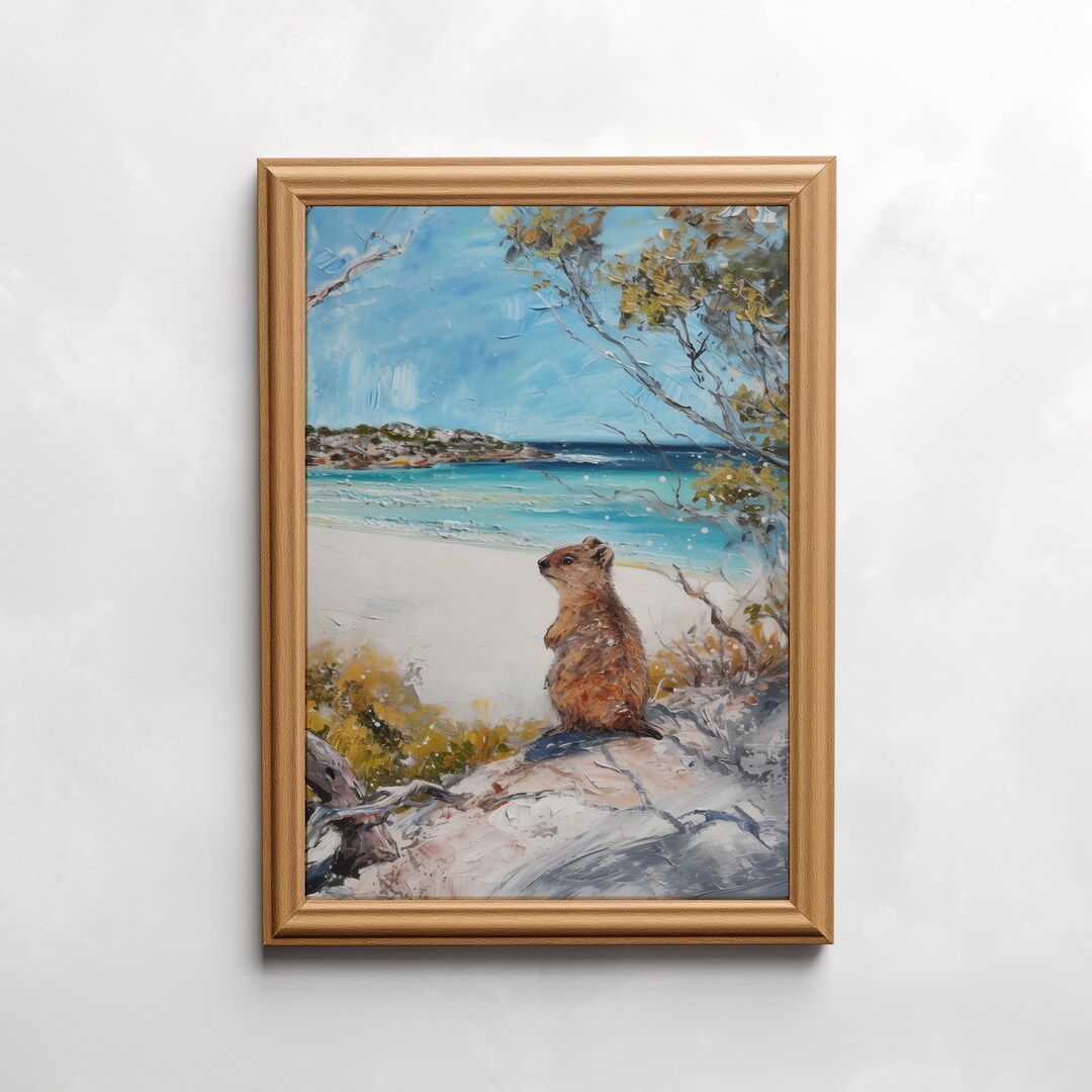 Rottnest Island Quokka Art Print: Vintage Travel Painting (digital ...