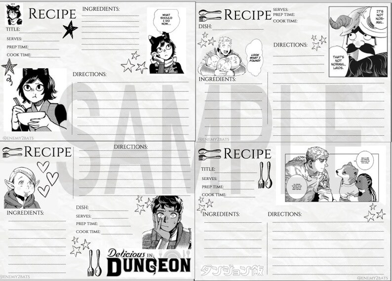 Dungeon Meshi Recipe Cards | Delicious in Dungeon Stationary - Etsy