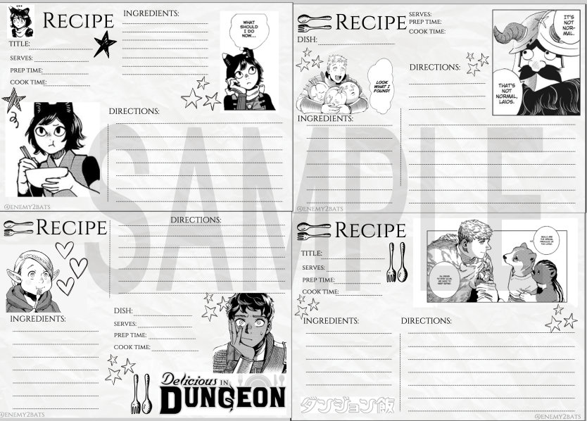 Dungeon Meshi Recipe Cards | Delicious in Dungeon Stationary - Etsy