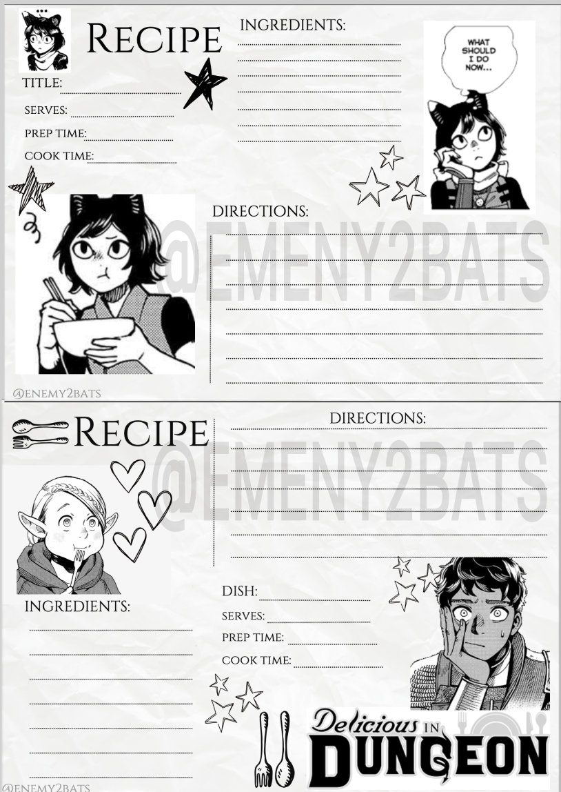 Dungeon Meshi Recipe Cards | Delicious in Dungeon Stationary - Etsy