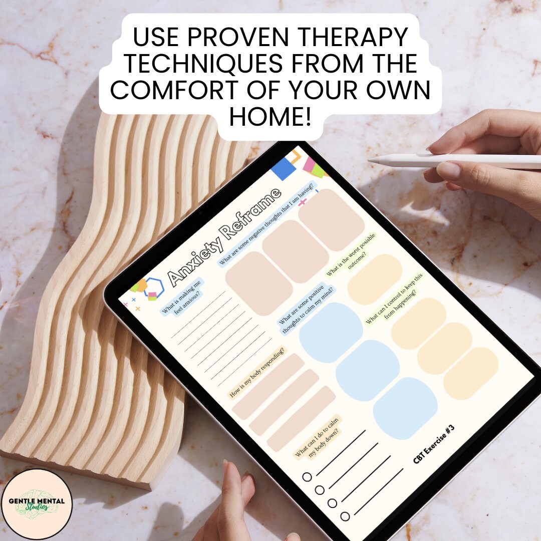 CBT & Anxiety Bundle Mental Health Worksheet Canva Templates: EDIT ...