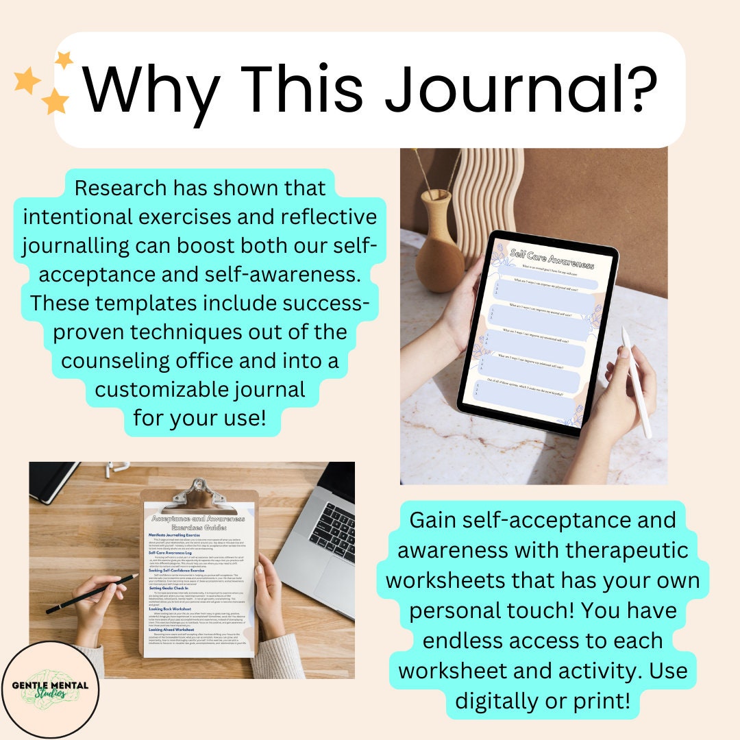 Self-acceptance Worksheet Canva Templates: Therapy, Mindfulness ...