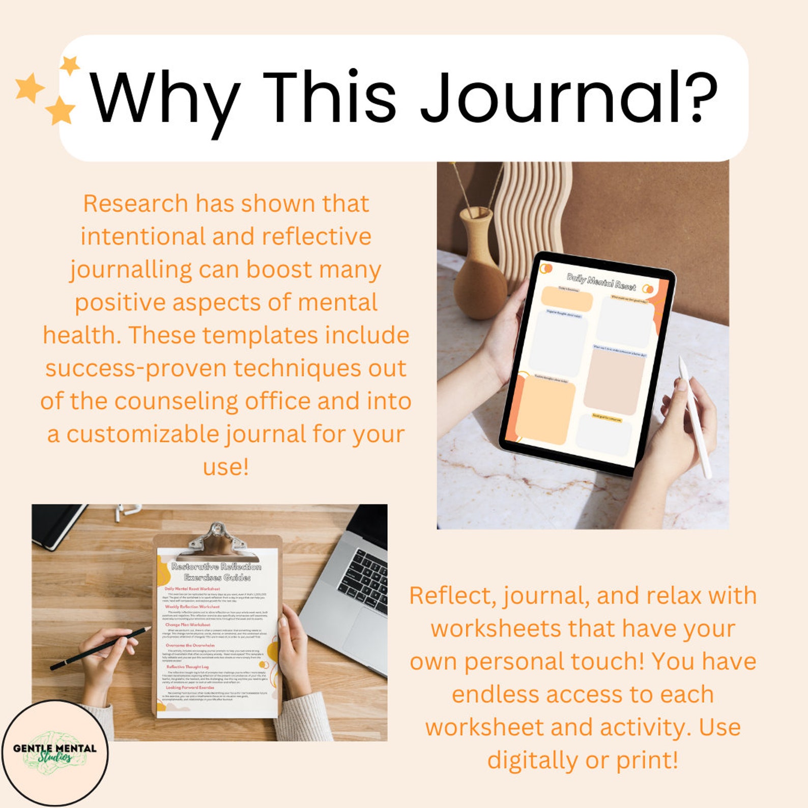 Mental Health Worksheet Templates: Therapy Reflection Exercises (canva ...