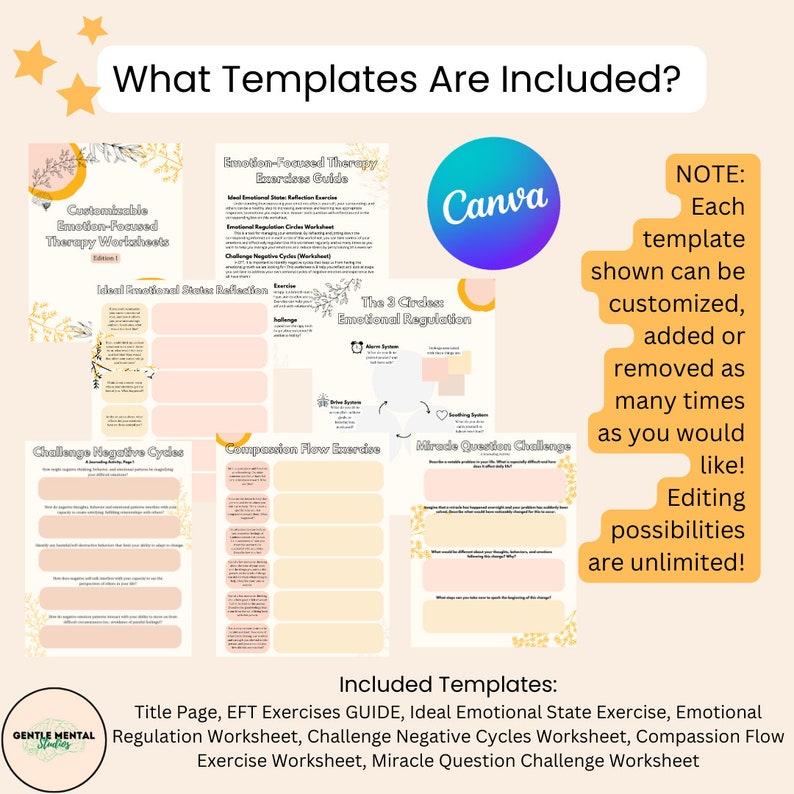 EFT Mental Health Worksheet Canva Templates: Therapy & Self-care ...