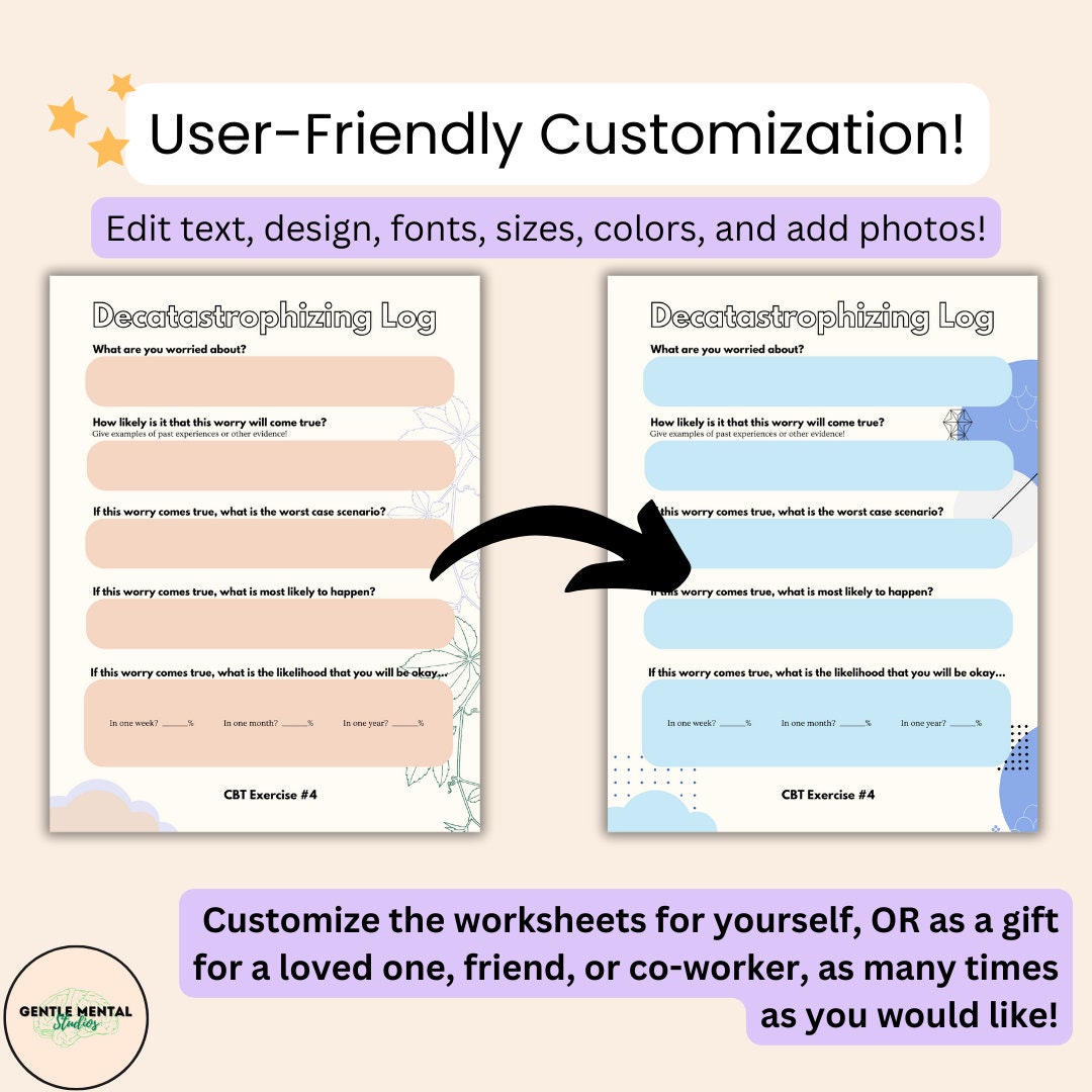CBT Therapeutic Bullet Journal Canva Template CBT Therapy Worksheets ...