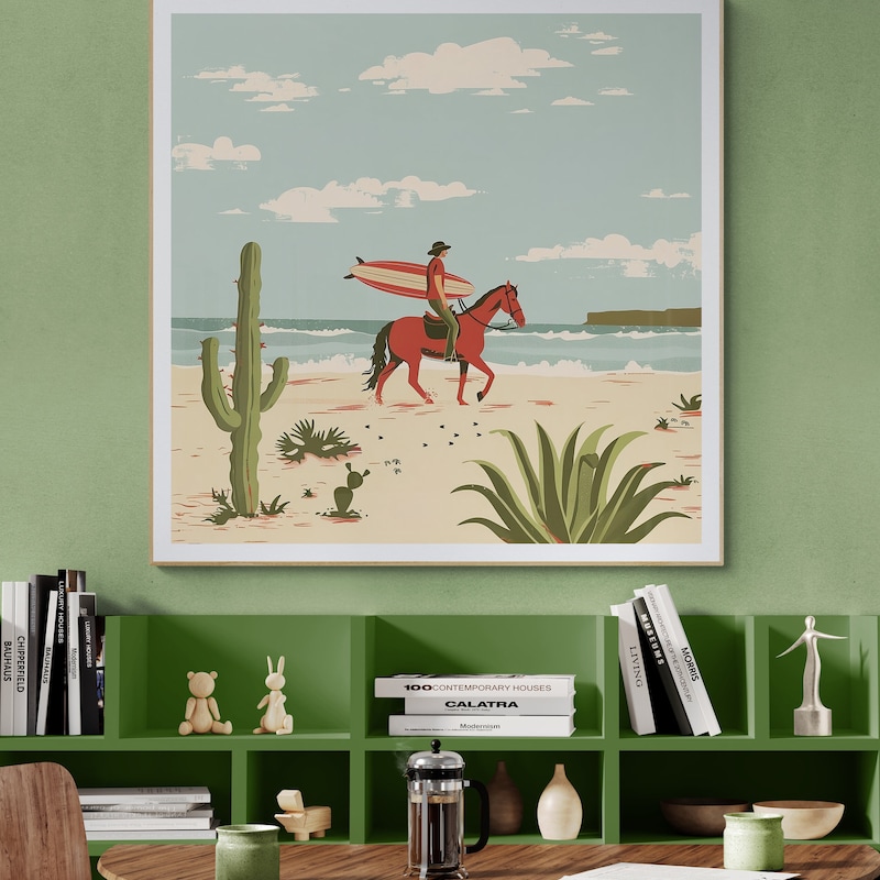 Surf Cowboy Print - Etsy