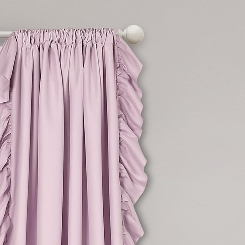 Reyna Ruffle Window Curtain Panel Set, Pair, 54 W X 84 L, Lilac Flowy ...