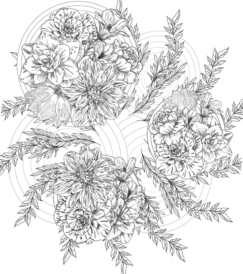 Floral Color Pages - Etsy