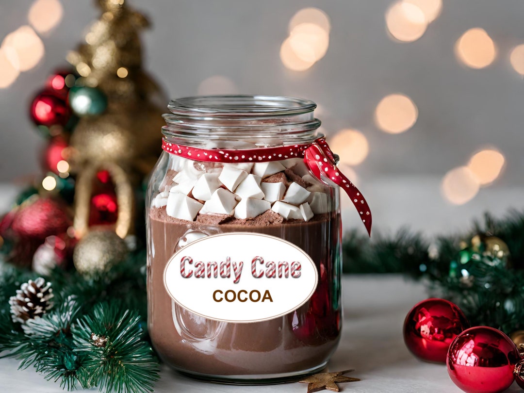 Candy Cane Cocoa Labels Printable for Mason Jars, Download, Print - Etsy