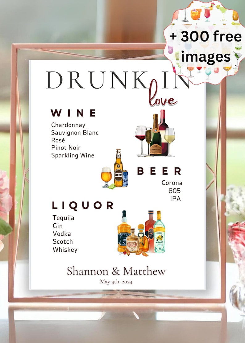 Editable Minimalist Cocktail Menu, Customizable, Modern Drink Menu ...