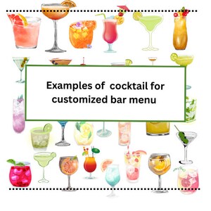 Editable Minimalist Cocktail Menu, Customizable, Modern Drink Menu ...