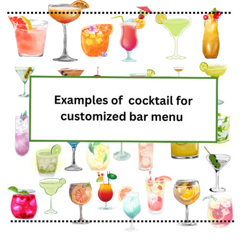 Editable Minimalist Cocktail Menu, Customizable, Modern Drink Menu ...