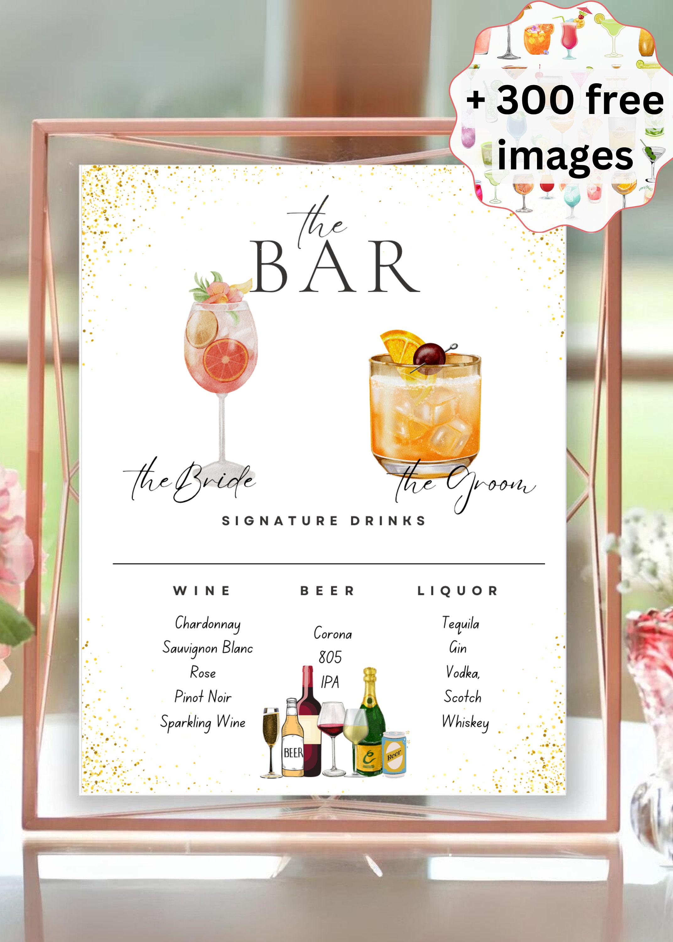Signature Cocktail Menu, Customizable, Modern Editable Drink Menu ...