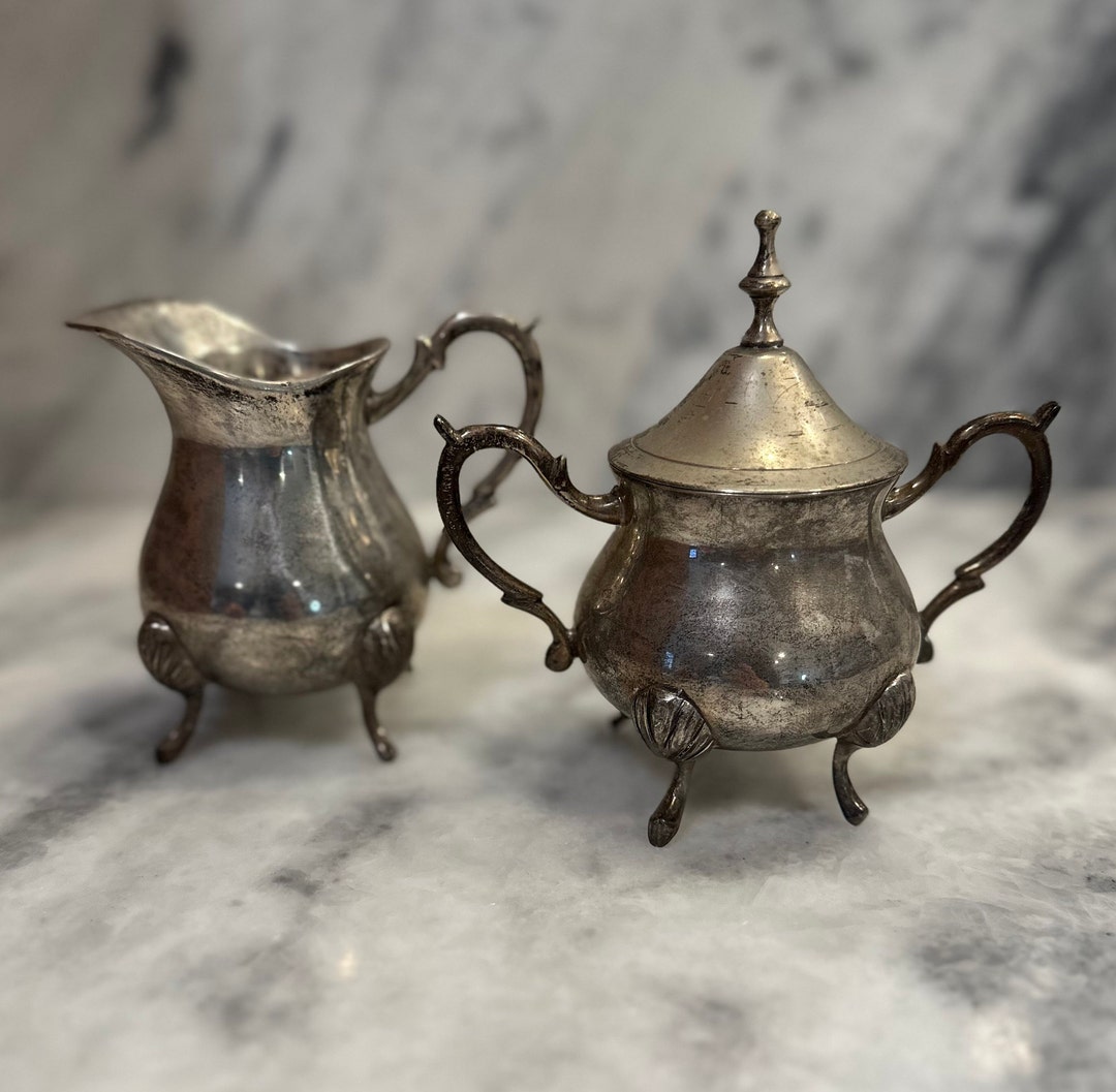 Silver Plated Cream and Sugar Set - Vintage - Etsy
