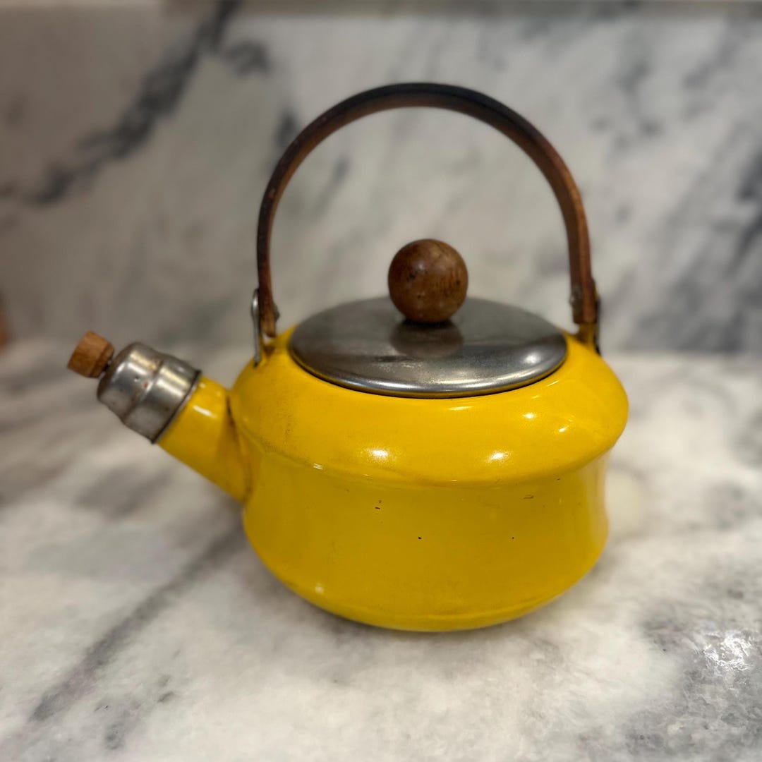 Retro Yellow Tea Kettle - Vintage - Etsy