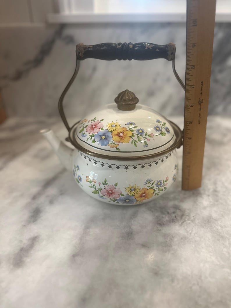 Tea Kettle Floral Design Vintage - Etsy