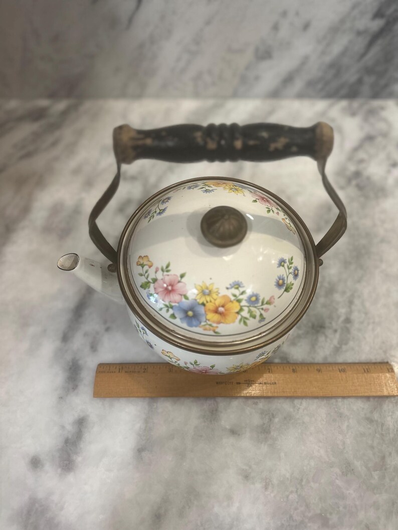 Tea Kettle Floral Design Vintage - Etsy