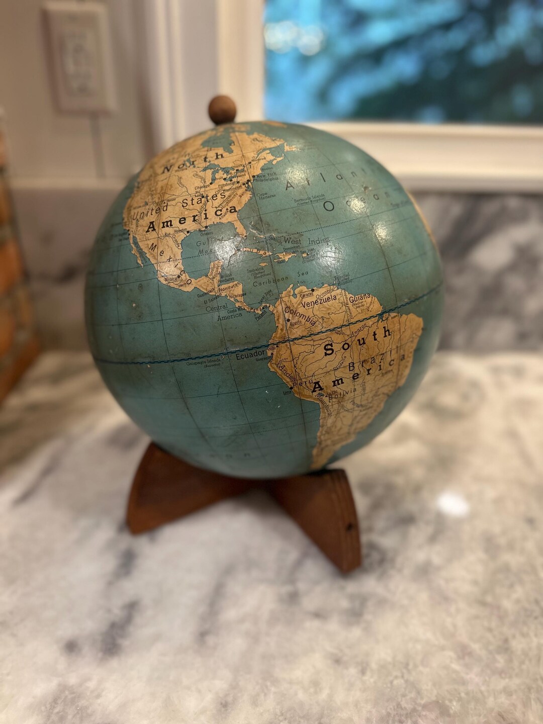 Vintage Globe With Wooden Stand - Etsy