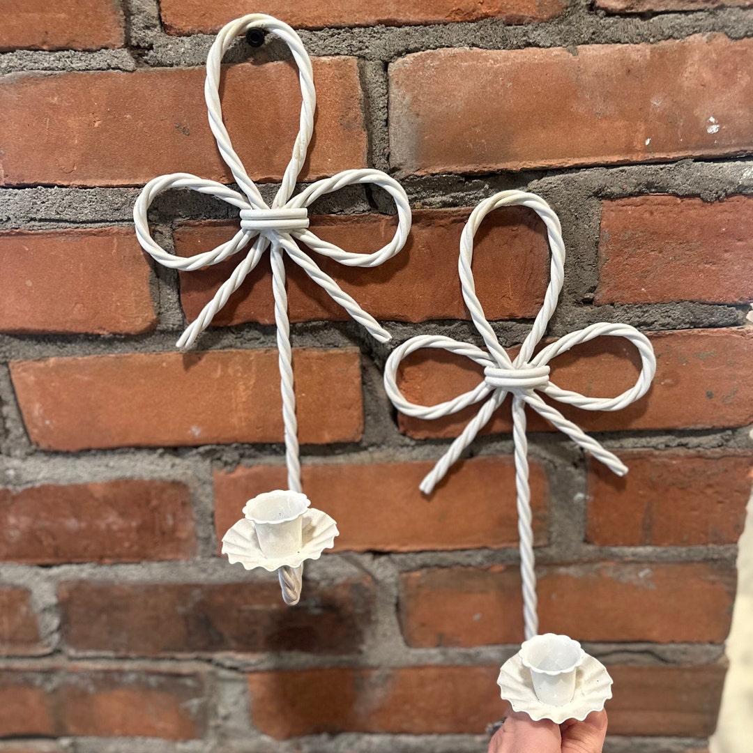 Vintage White Wire Wall Sconce - Set of 2 - Etsy