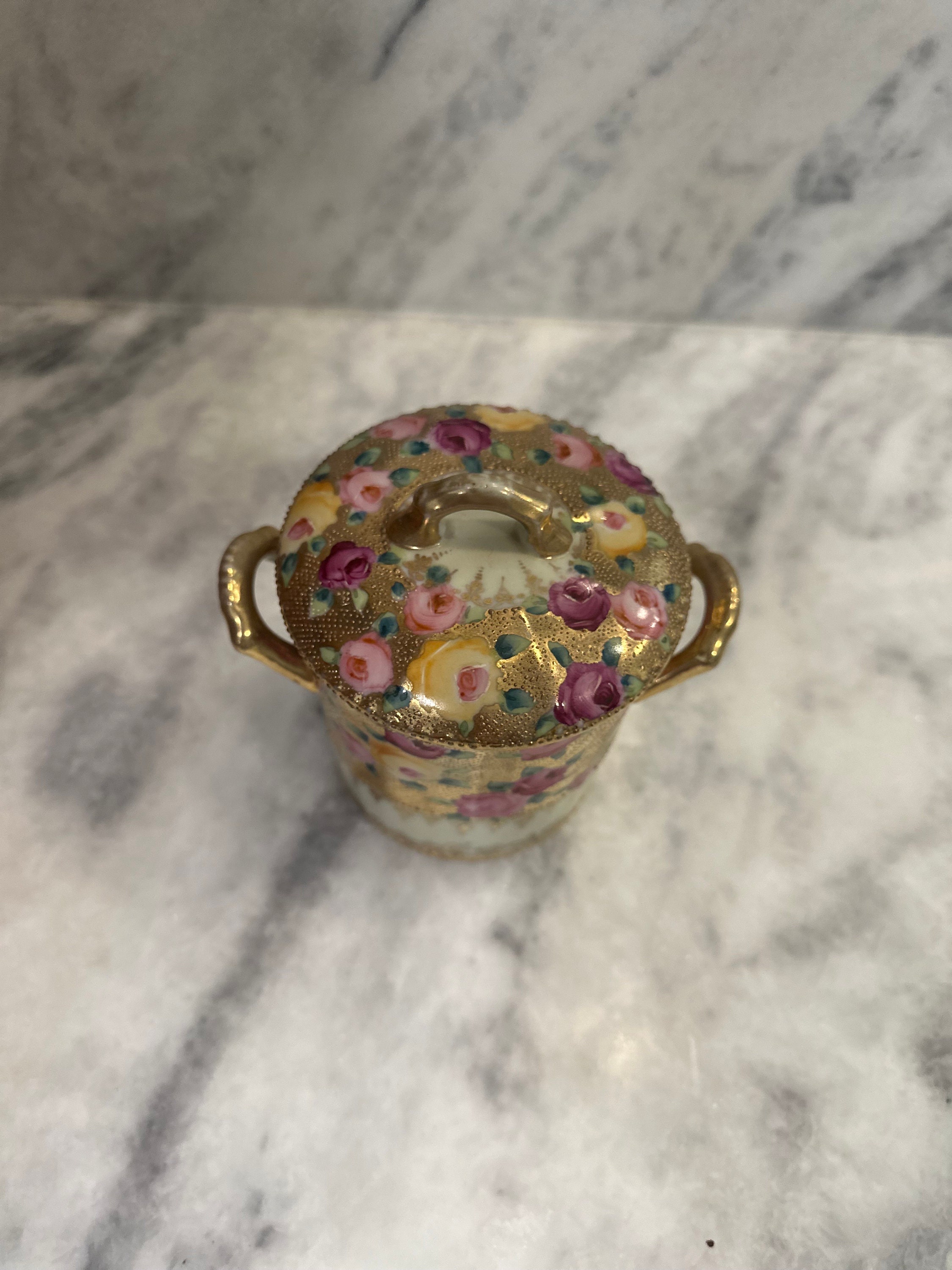 Nippon Antique Jelly Jar Floral and Gold - Etsy Canada