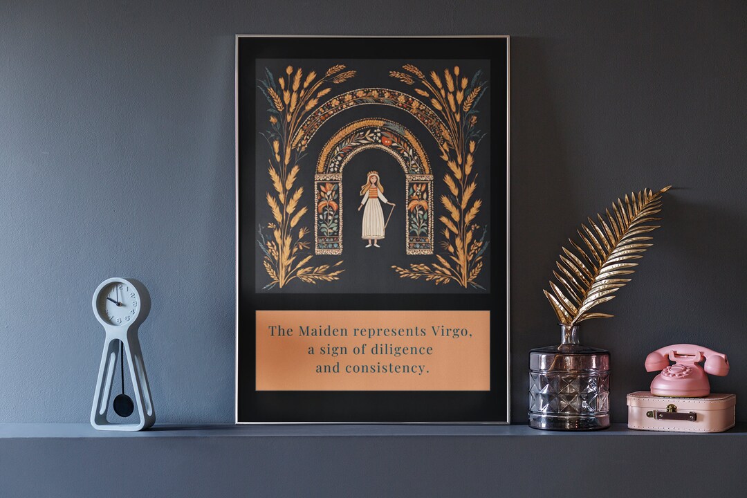 VIRGO Poster Print Folk Art Style Star Virgo Print Poster Boho Wall Art ...