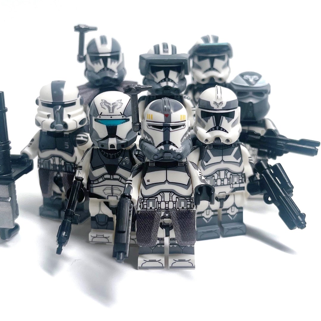 Wolf Pack Custom Minifigures Star Wars Gray Clone Wars Troopers 104th Battalion Commander Wolffe ...