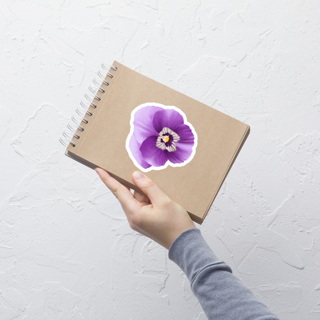 Pansy Sticker, Bubble Free Sticker, Pansy, Purple Flower, Gift for ...