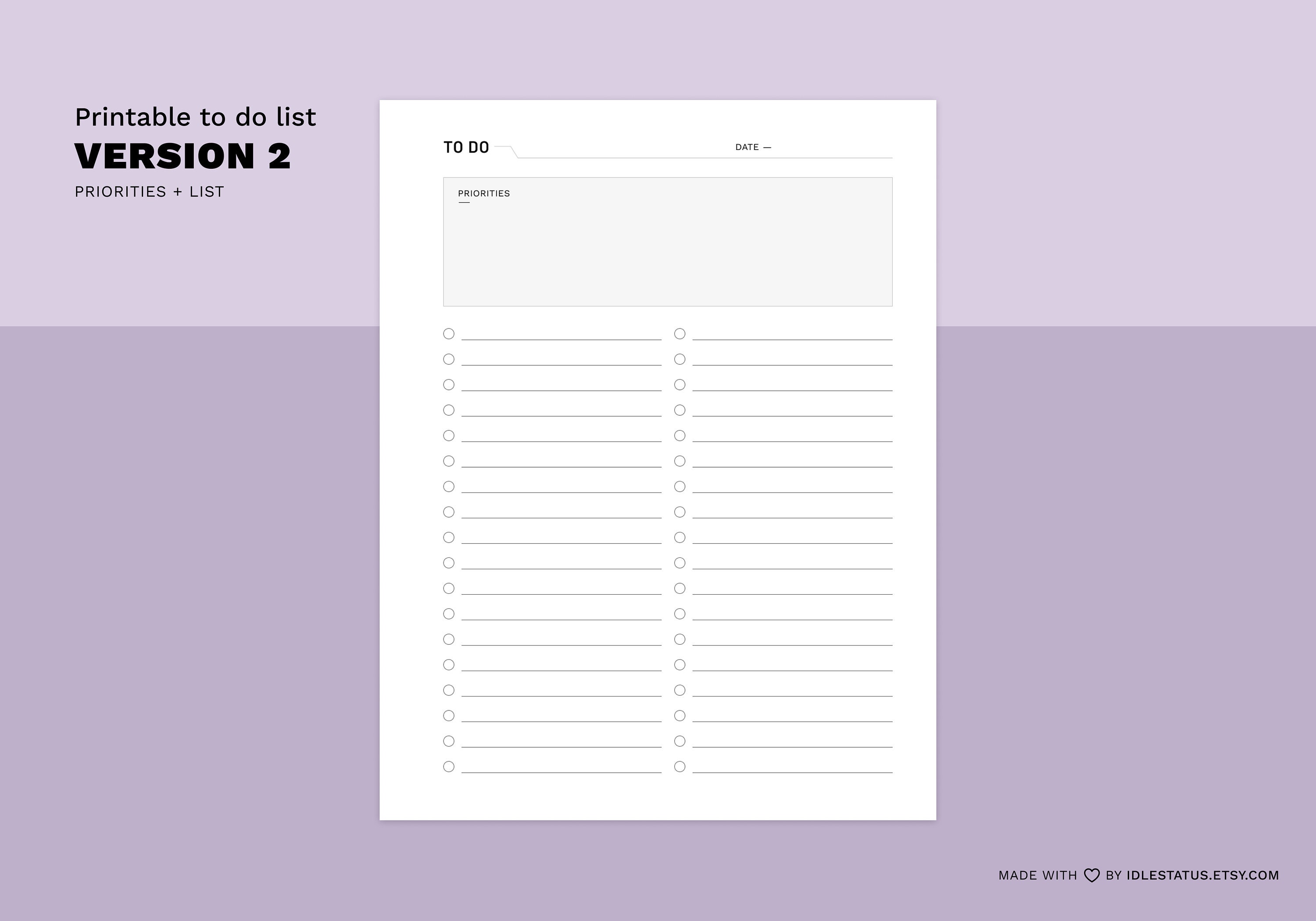 Minimal to Do List Printable, Simple Tasks List Template, Productivity ...