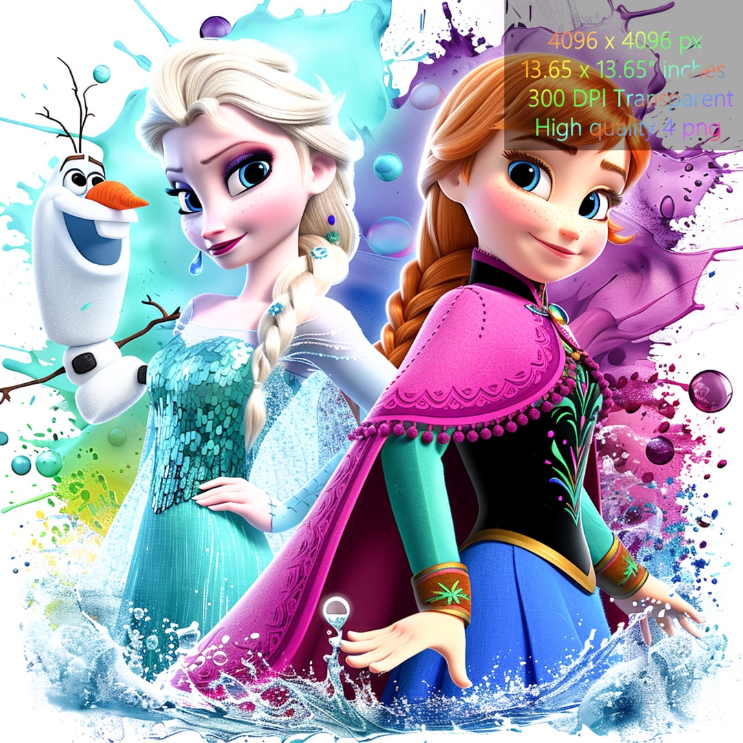 Elsa-anna Frozen Png,t-shirt Designs,3d Splash Watercolor Frozen ...
