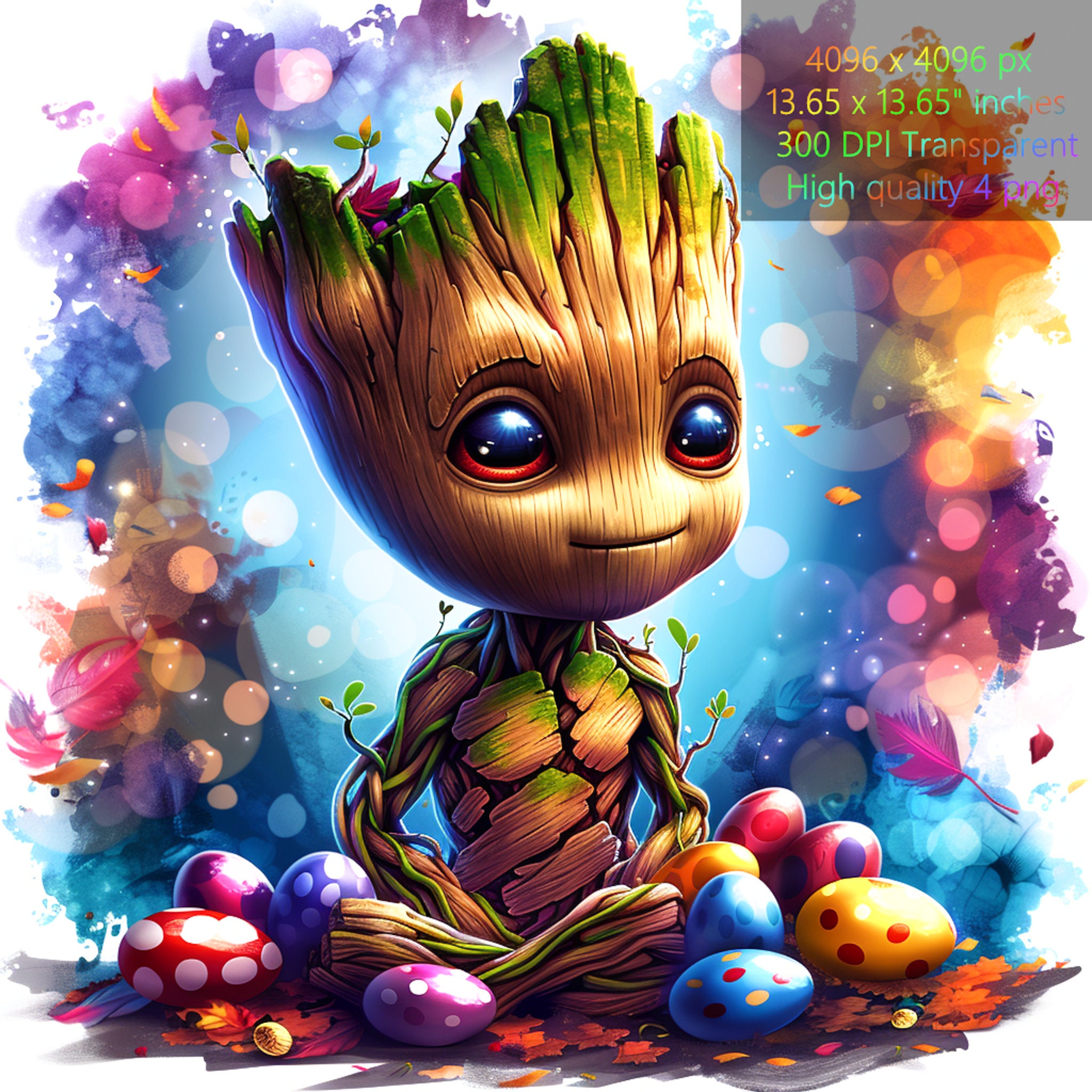 Easter Baby Groot Png,3d Watercolor Splash Groot Digital Images for ...