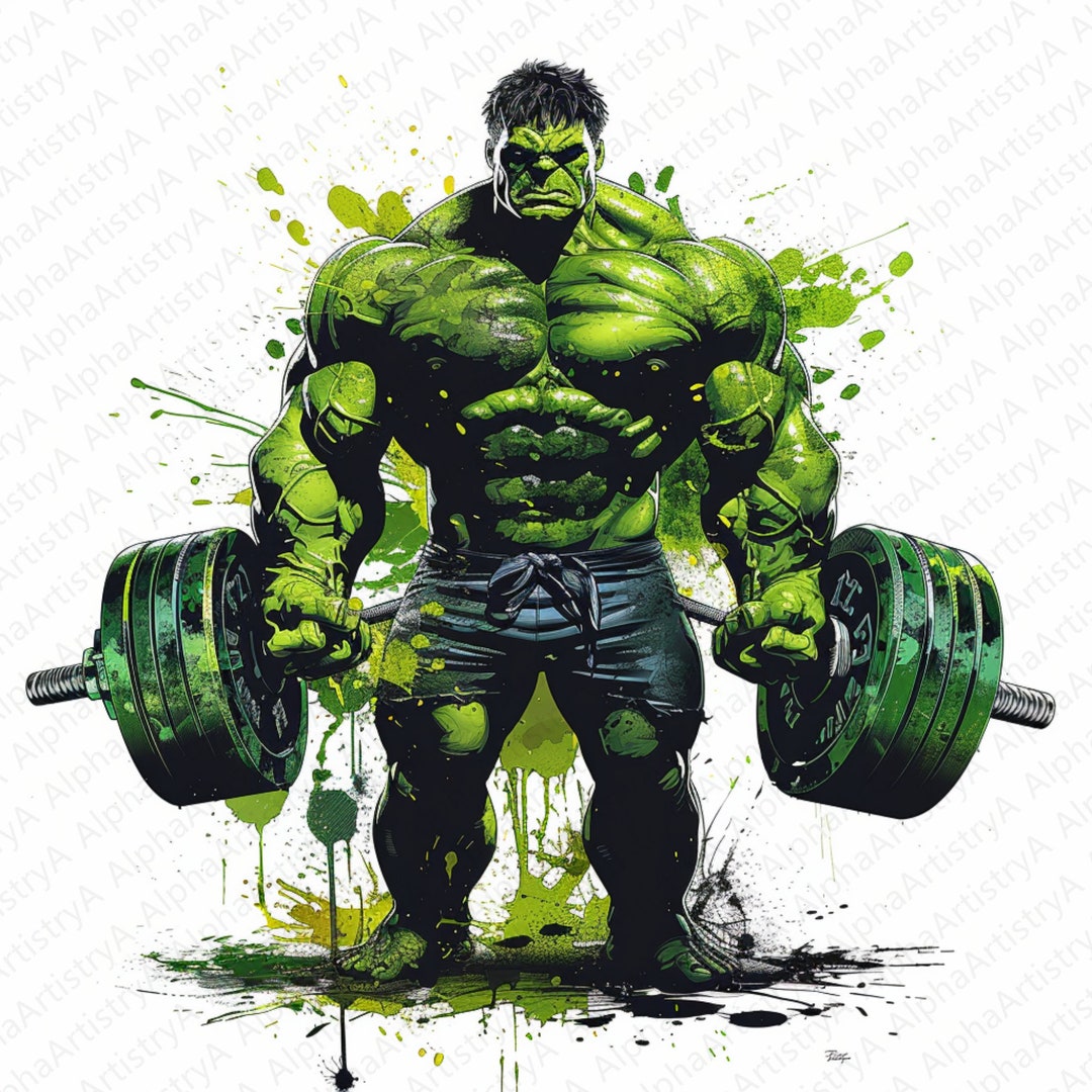 Hulk Pulling Dumbbells, Hulk Exercising, Powerful Giant, Hulk Png - Etsy