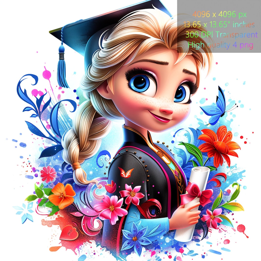 Elsa Graduate Png, Frozen 3D Splash Acuarela Png, clip art de princesa ...